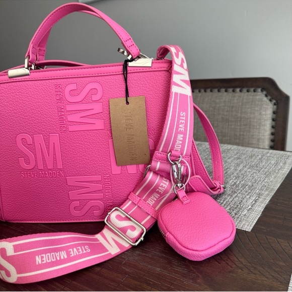 Steve Madden | Bags | Steve Madden Bright Pink Bmateo Satchel Bagcrossbody | Poshmark